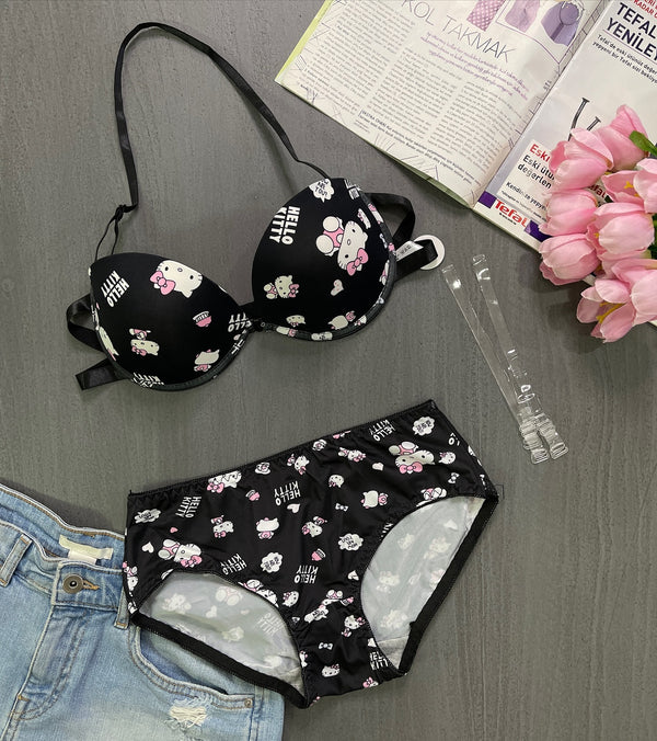 Flourish High Quality Front Open 4 In 1 Push-up Hello Kitty Print Adju